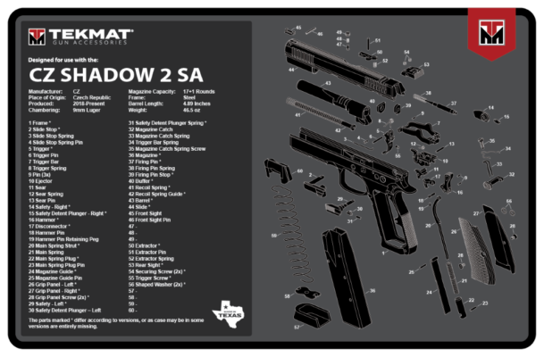Tekmat Cz Shadow 2 Sa Gun Cleaning Mat - Lock & Load Co